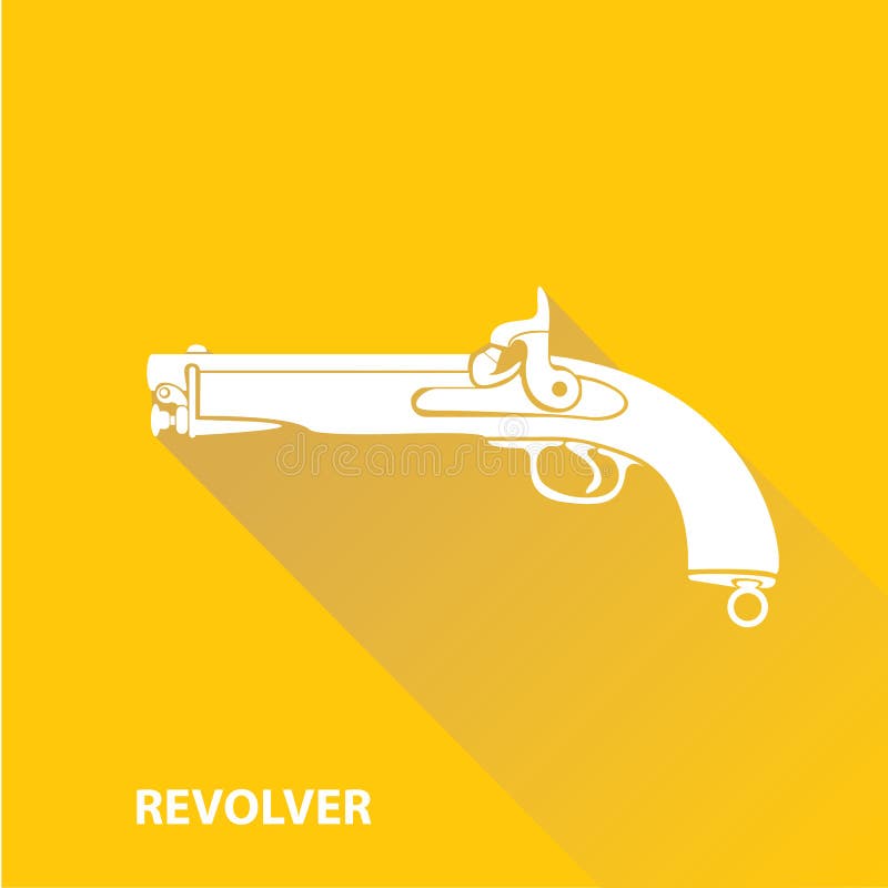 Vector Vintage Pistol Gun Icon on Orange Stock Vector - Illustration of ...
