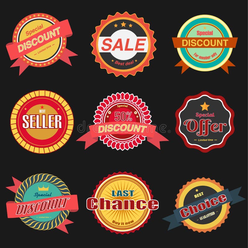 Set of sale labels stock vector. Illustration of template - 59266701