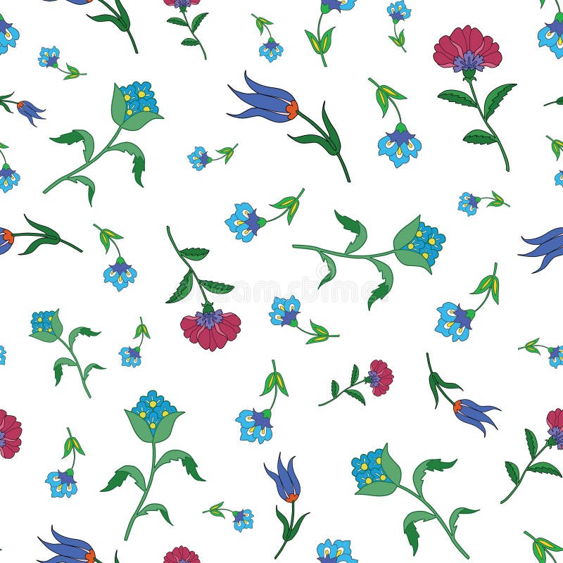 Vector Vintage Scattered Field Flowers Seamless Stock Vector ...