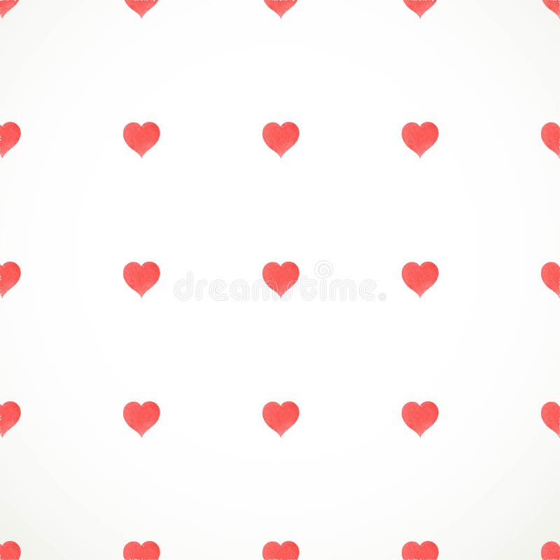 Vector Vintage Seamless Pattern from Small Red Watercolor Hearts Stock ...
