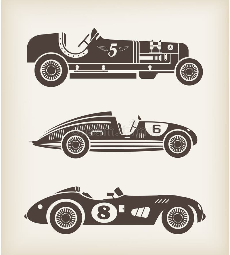 Vector Vintage Sport Racing Cars Stock Vector - Illustration of power ...
