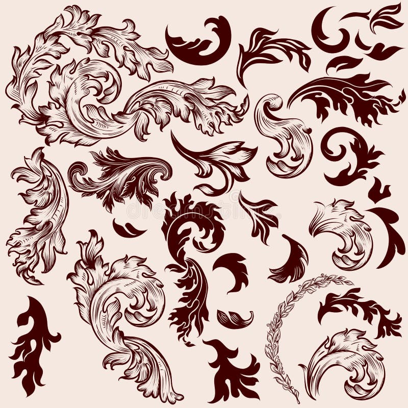 Set of Vector Swirls in Vintage Style for Design Stock Vector ...