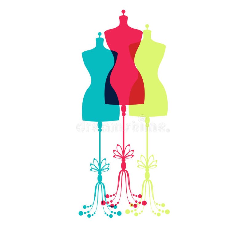Vintage Fashion Mannequins, Vector Set Stock Vector - Illustration of ...