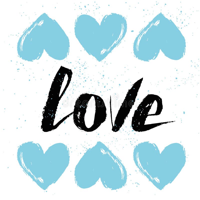 Vector Vintage Texture. Hand Lettering Greeting Card. LOVE. Ink Stock ...