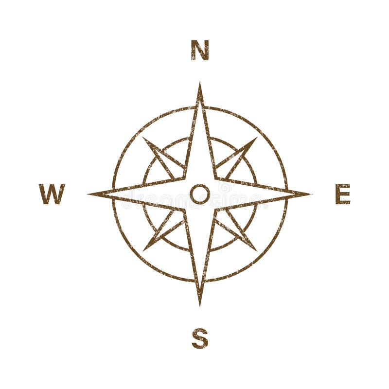 Vector Vintage Wind Rose Symbol, Compass Icon Closeup, Isolated Stock ...