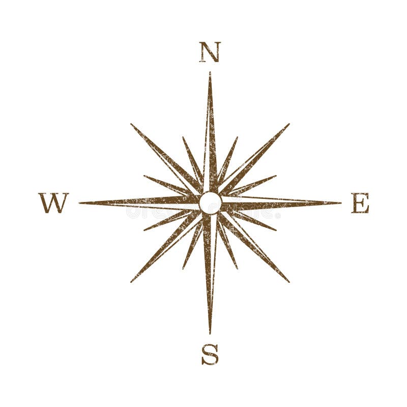 Vector Vintage Wind Rose Symbol, Compass Icon Closeup, Isolated Stock ...