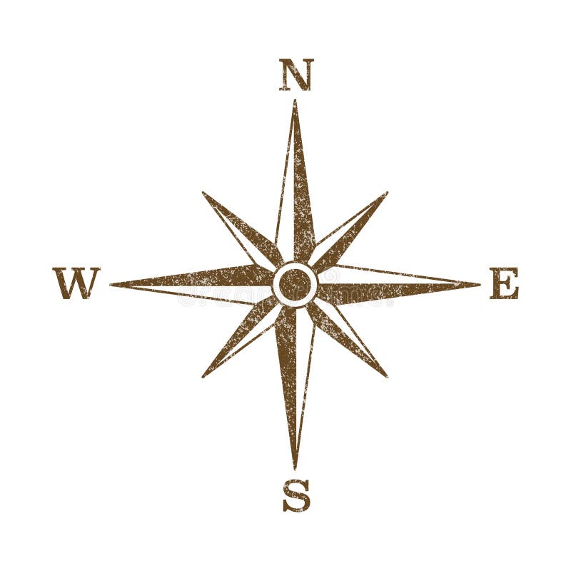 Vector Vintage Wind Rose Symbol, Compass Icon Closeup, Isolated Stock ...