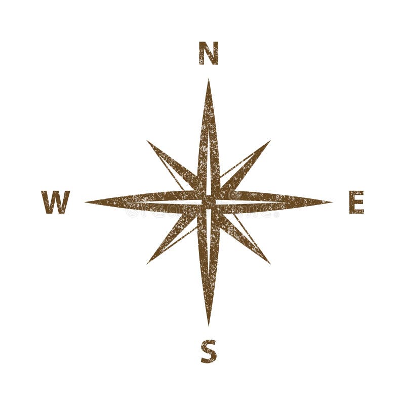 Vector Vintage Wind Rose Symbol, Compass Icon Closeup, Isolated Stock ...