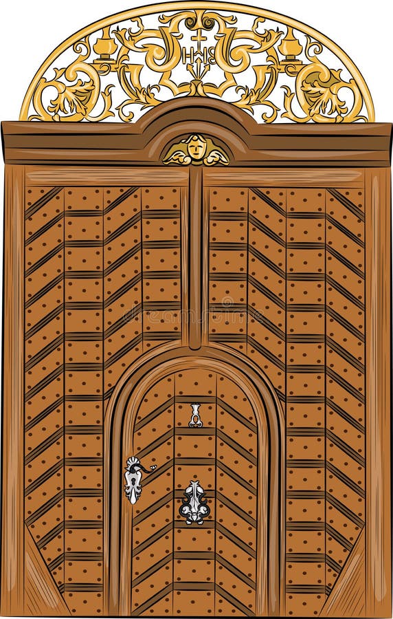 Vector vintage wooden door stock vector. Illustration of entrance ...