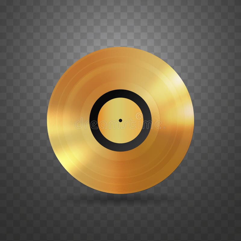Golden Vinyl Disc in White Cover on Transparent Background Vector ...