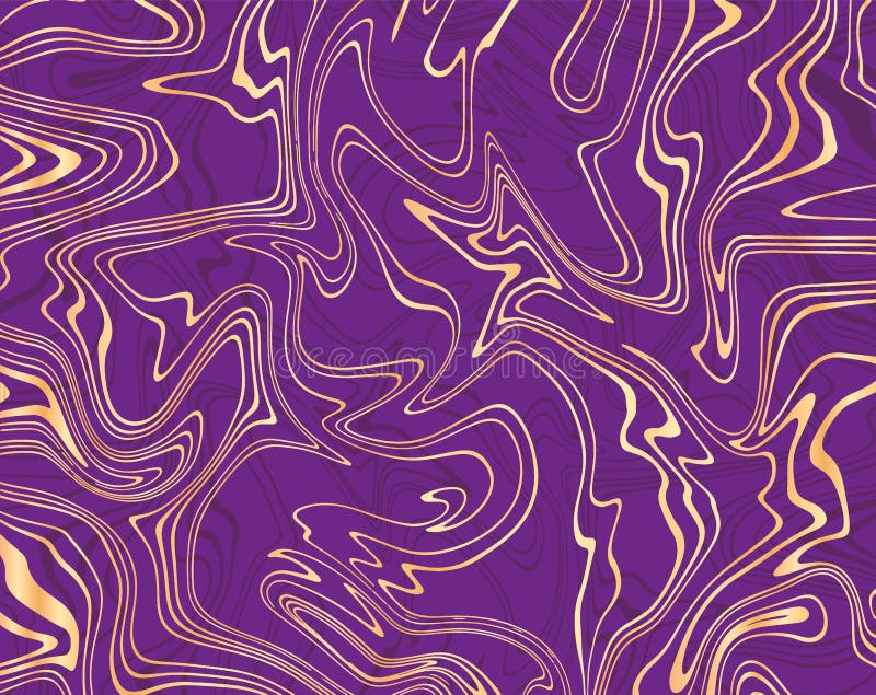 Vector Violet and Gold Marble Abstract Background. Liquid Marble ...