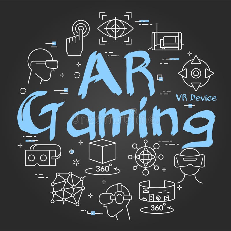 Vector Virtual Reality Black Concept with AR Gaming Text Stock Vector ...