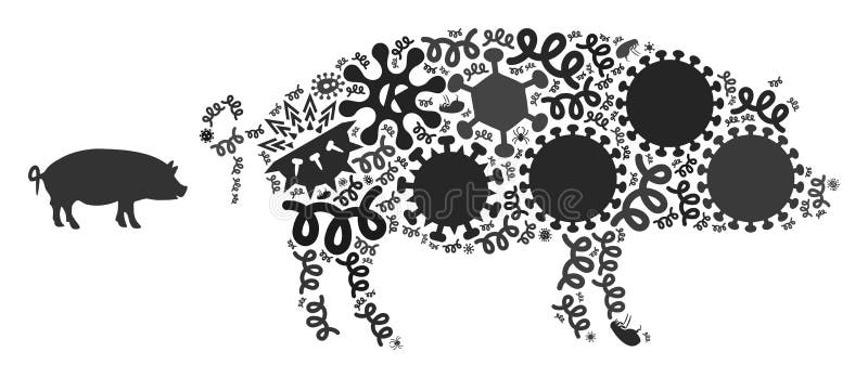 Composition Swine Icon of Infection Microbes Stock Vector ...