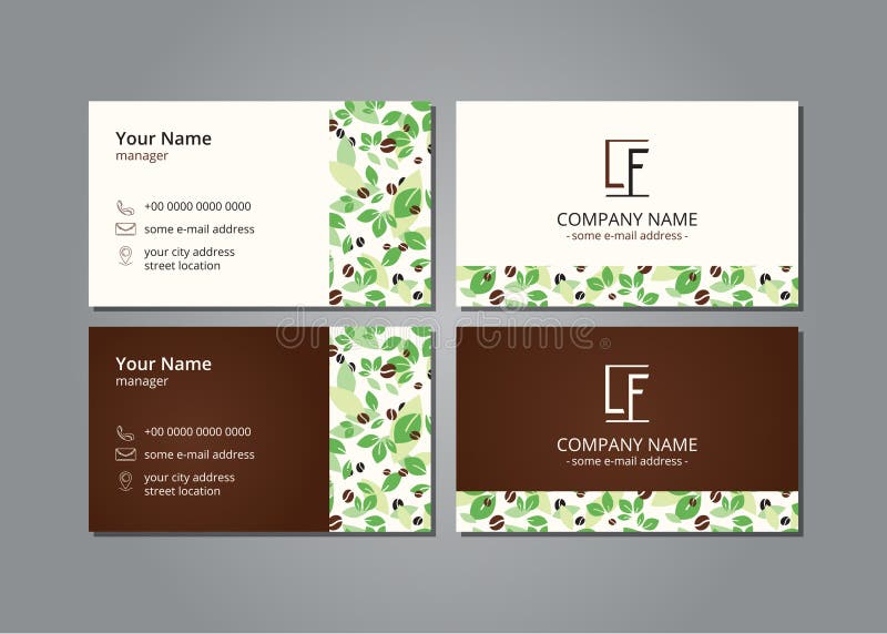 Vector Visit Card Coffee Beans on Grey Field Stock Vector ...