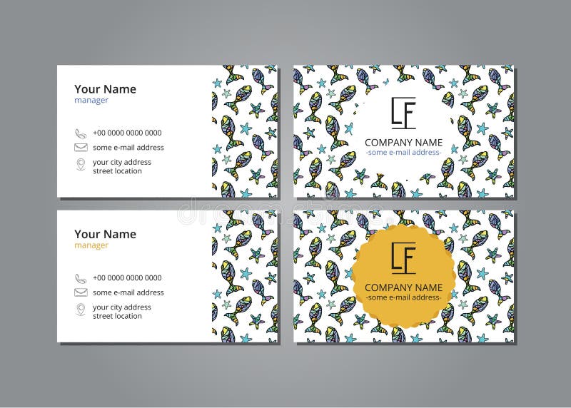 Vector Visit Card Funky Fish Stock Vector - Illustration of bright ...