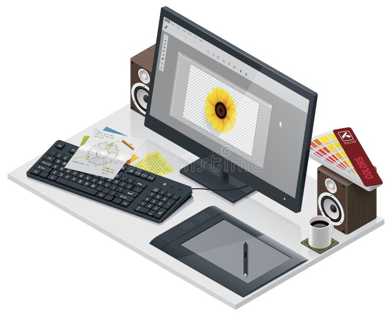 Vector Visual Artist Workplace Stock Vector - Illustration of black ...