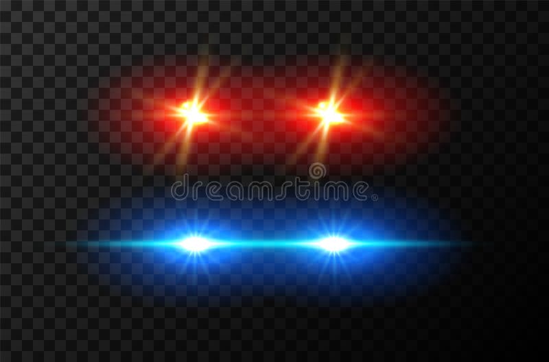 Vector Vivid Police Lights Effect on Transparent Background, Realistic ...