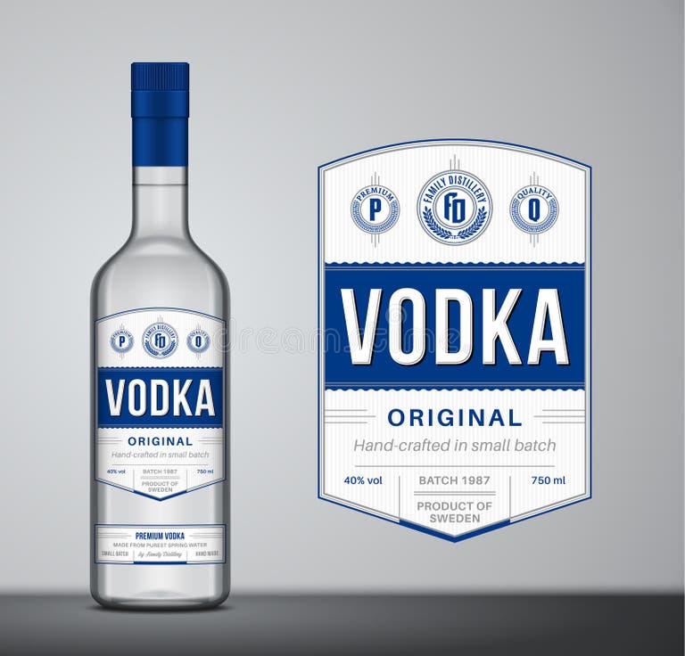 Vector Vodka Label. Vodka Glass Bottle Mockup Stock Vector ...