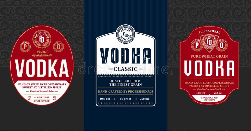 Vector Vodka Vintage Labels Stock Vector - Illustration of hard, design ...