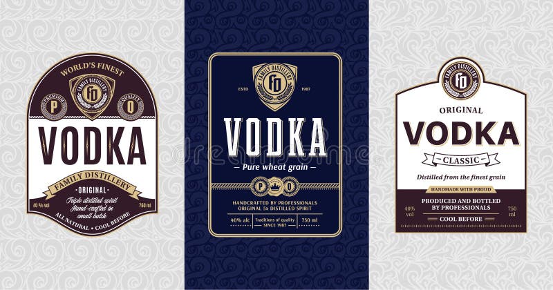Vector Vodka Vintage Labels Stock Vector - Illustration of element ...