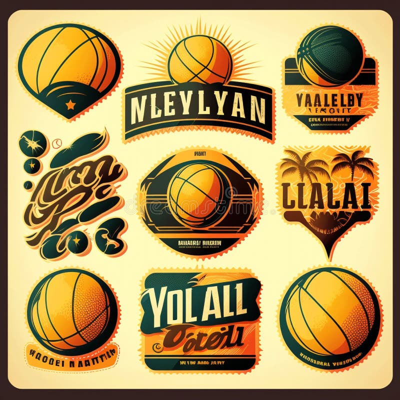 Vector Volleyball Label Collection Stock Illustration - Illustration of ...