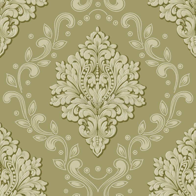 Vector Volumetric Damask Seamless Pattern Element. Elegant Luxury ...
