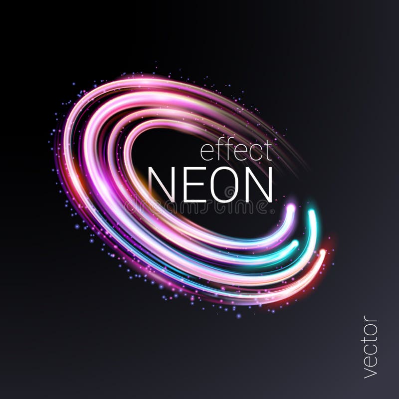 Vector. Vortex Streams of Neon Light. Lines in the Shape of a Comet ...