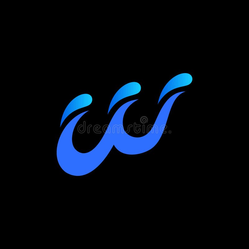 Vector W Letter Design with Water Splash Stock Vector - Illustration of ...