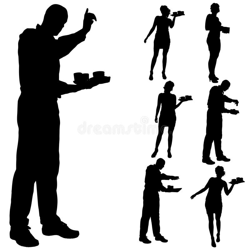 Vector waiter silhouette. stock vector. Illustration of female - 47630872