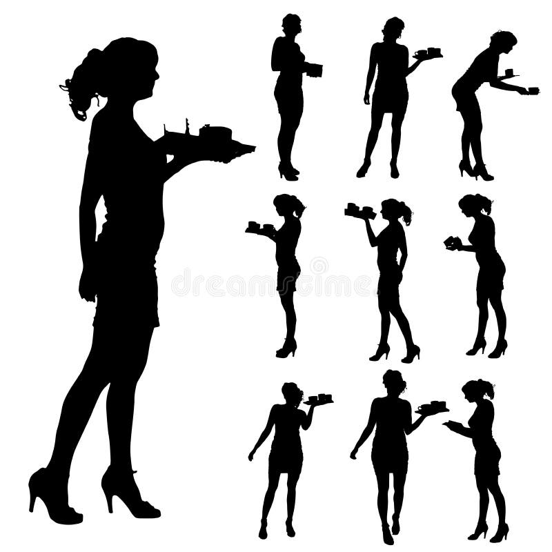 Waitress Silhouette Stock Illustrations – 877 Waitress Silhouette Stock ...