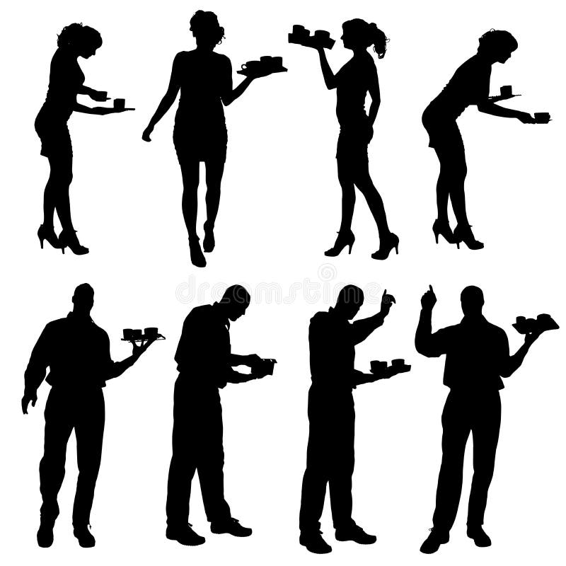 Vector waiter silhouette. stock vector. Illustration of waiters - 47637395