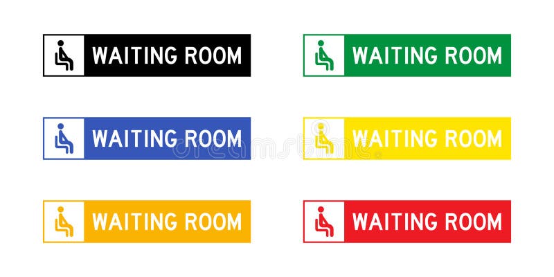 Vector Waiting Room Sign Set Stock Illustration - Illustration of ...