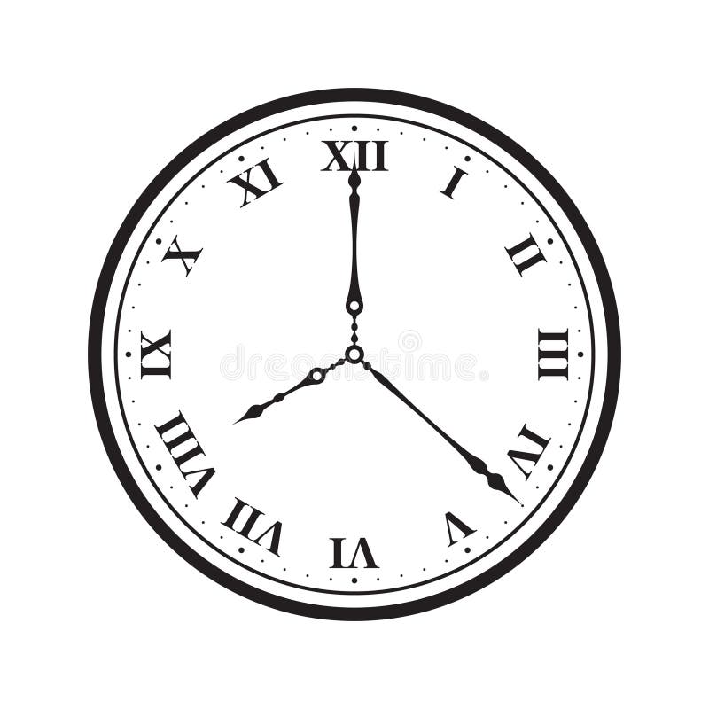 Vector Wall Clock Black and White Stock Vector - Illustration of design ...