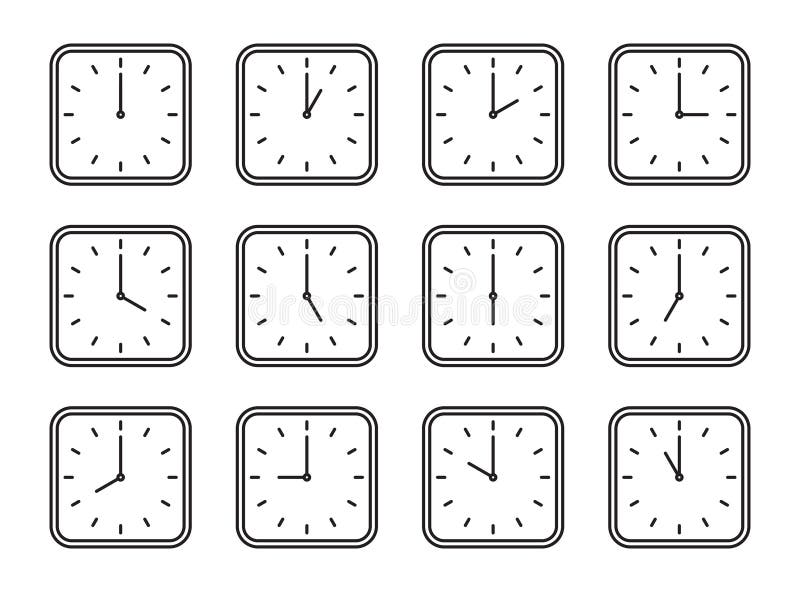 Clock Different Times Stock Illustrations – 175 Clock Different Times ...