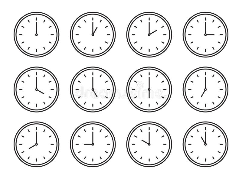 Clock Different Times Stock Illustrations – 177 Clock Different Times ...