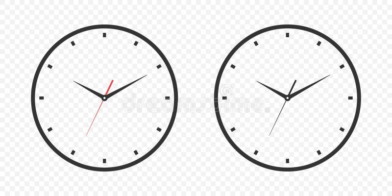 Vector Wall Office Clock Face Set. White and Black Dial and Clock Hands ...
