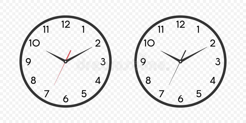 Vector Wall Office Clock Face Set. White and Black Dial and Clock Hands ...