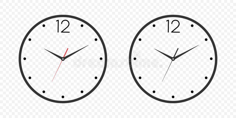 Vector Wall Office Clock Face Set. White and Black Dial and Clock Hands ...