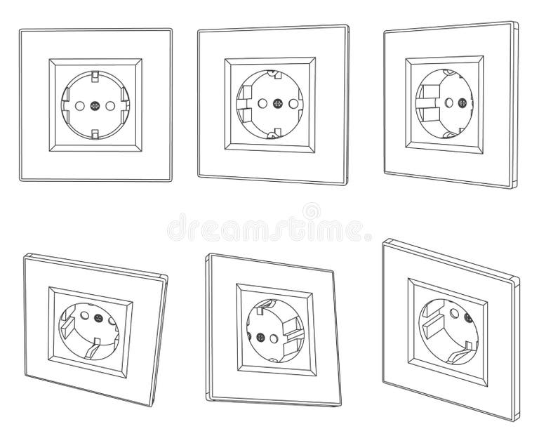 Vector Wall Socket, Different Views Stock Vector - Illustration of euro ...