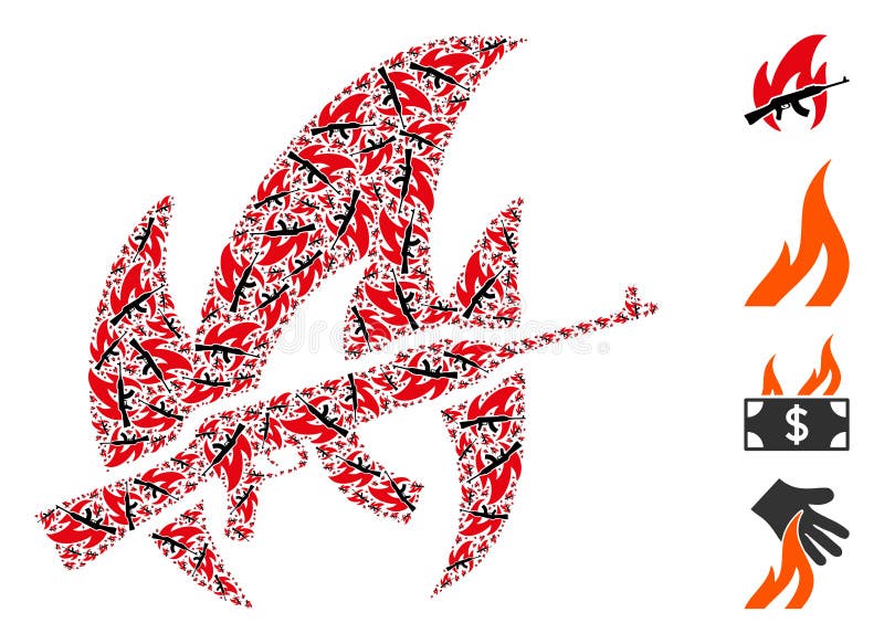 War Fire Icon Recursive Collage Stock Vector - Illustration of repeat ...