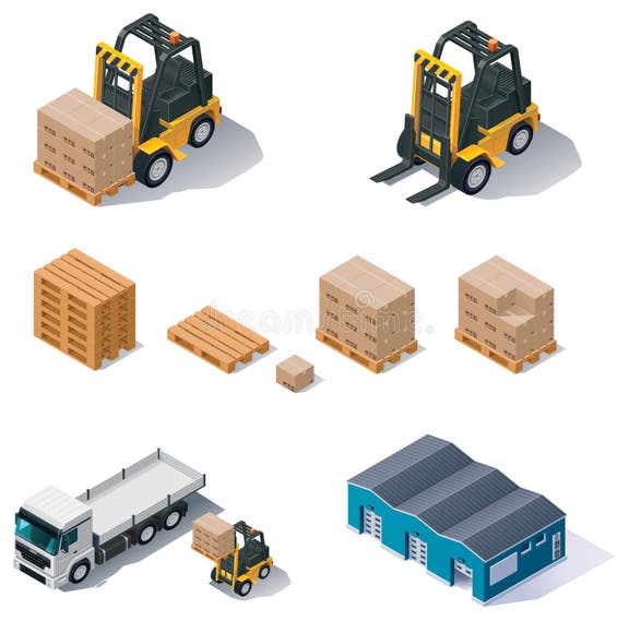 Vector Warehouse Equipment Icon Set Stock Vector - Illustration of ...
