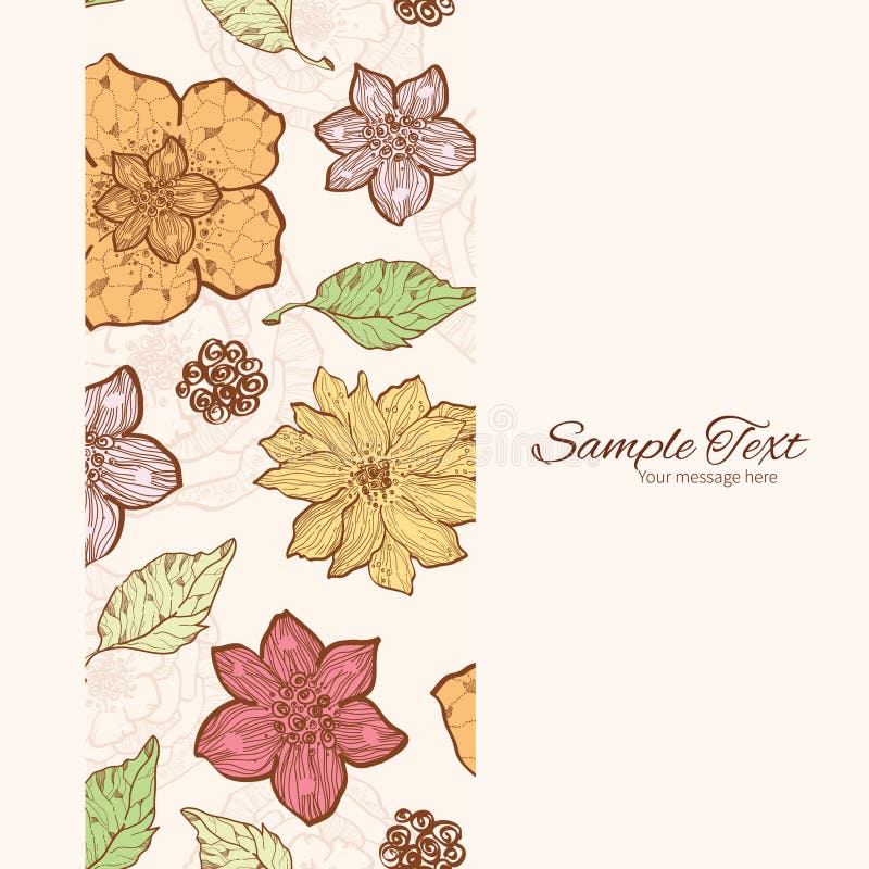 Vector Warm Fall Lineart Flowers Vertical Double Stock Vector ...