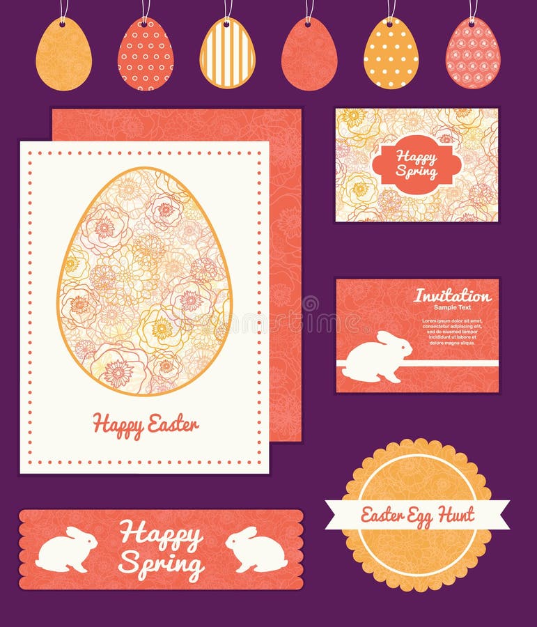 Vector Warm Flowers Set of Easter Cards, Labels Stock Vector ...