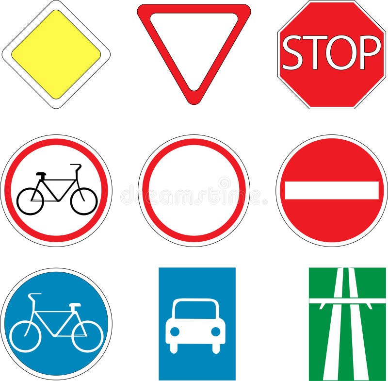 Vector Warning, Restrictive and Prohibitory Road Signs for Traffic ...