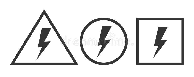 Vector Warning Sign with Lightning Stock Illustration - Illustration of ...