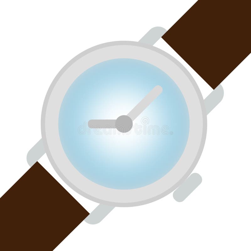 Vector Watch Brown Wristband and Light Blue Face in White Background ...