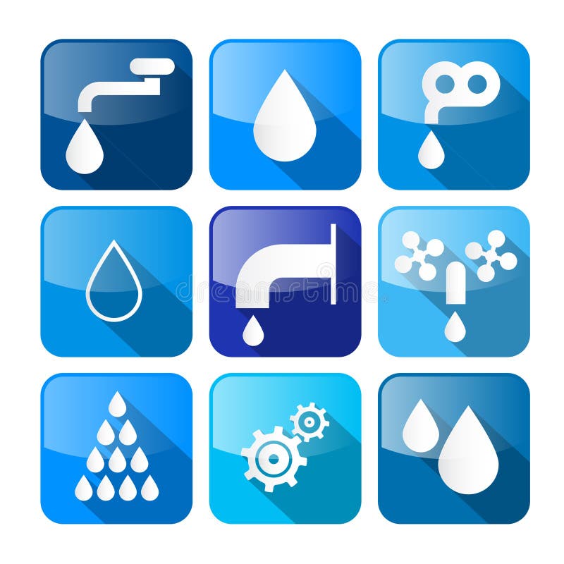 Vector Water Buttons - Symbols - Icons Set Stock Vector - Illustration ...