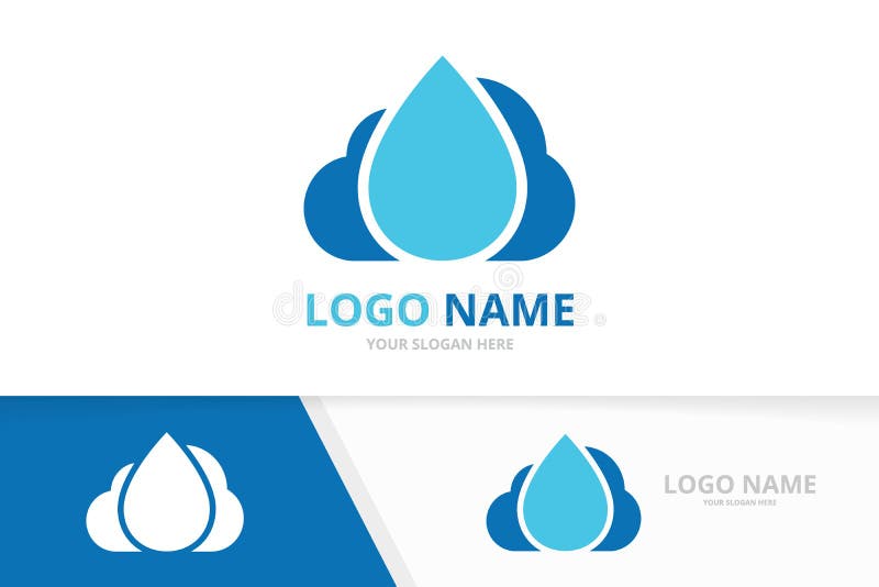 Vector Water and Cloud Logo Combination. Unique Storage Logotype Design ...