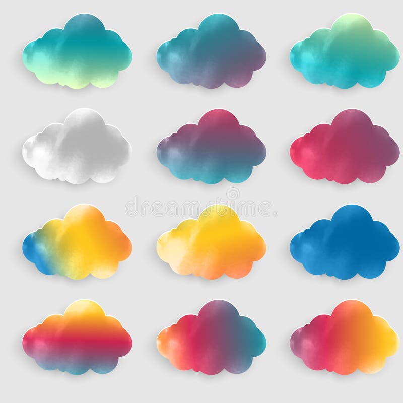 Vector water color cloud stock vector. Illustration of color - 52155742