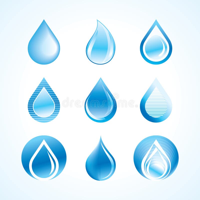 Vector Water Drops Icon Set Stock Vector - Illustration of reflection ...